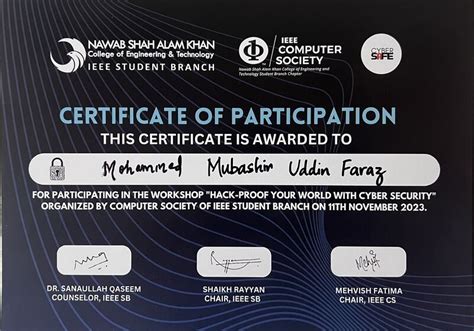 Cybersecurity Hackathon Continuouslearning Ieee Cybersafe Mohammed Mubashir Uddin Faraz