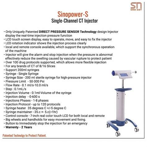 Sinomdt Pvc Ct Contrast Injector Packaging Type Box Model Name