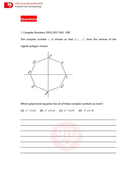 Complex 2 Hsc Qs 2020 Pdf Complex Number Equations