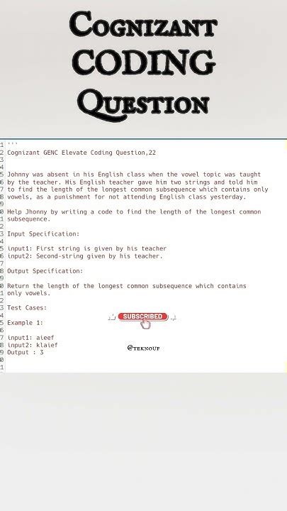 Cognizant Previous Year Coding Questions Cognizant Genc Coding Youtube