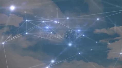 Animation Of Network Of Connections Over Clouds Stock Video Video Of World Data 309395743