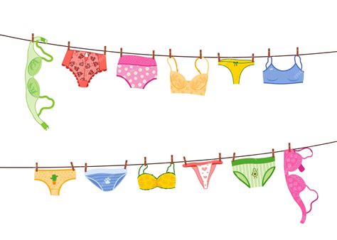 Premium Vector Bra Underwear Lingerie And Panty Laundry Hanging On