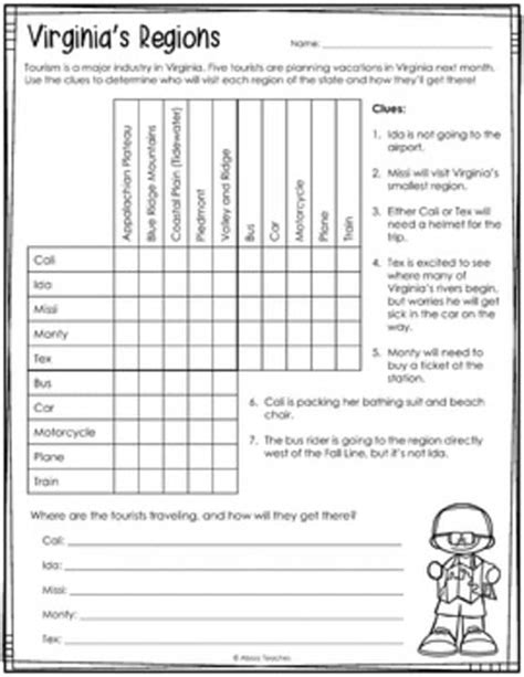 Virginia Geography Logic Puzzles By Alyssa Teaches Tpt