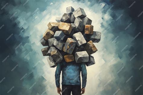 An Abstract Depiction Of A Person Carrying A Heavy Weight On Their