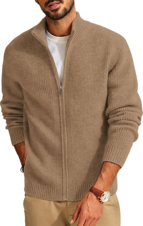 Pj Paul Jones Mens Full Zip Cardigan Sweater Casual Ribbed Knitted