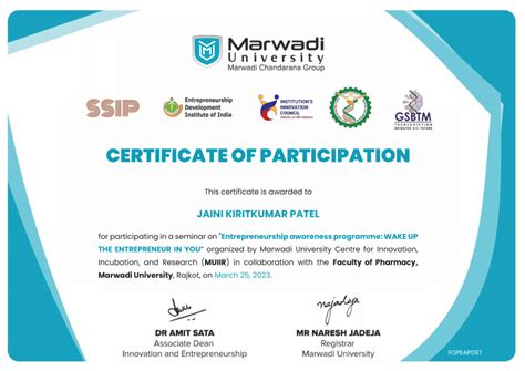 Pdf Certificate Of Participation Jaini Kiritkumar Patel Fopeap097