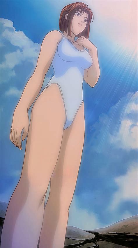 Mogi Natsuki Initial D Anime Screenshot Official Art Stitched Third Party Edit Beach