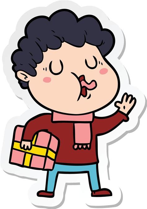 Sticker Of A Cartoon Man Singing 10039468 Vector Art At Vecteezy