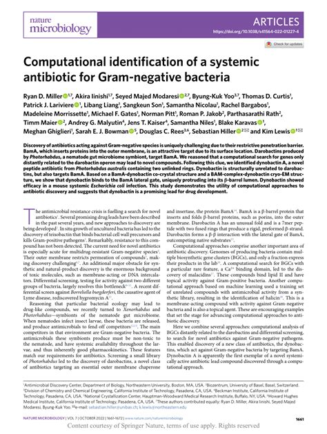 Computational Identification Of A Systemic Antibiotic For Gram Negative