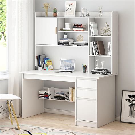 Modern Home Office Desk With Storage Shelf Writing Desk