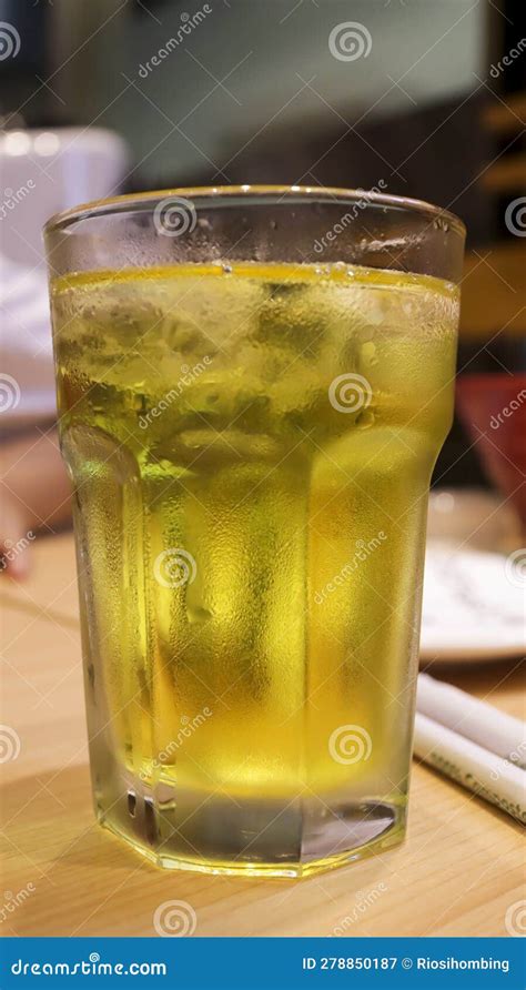 Japanese Green Tea Or Ocha Tea Or Yellow Drink Tea Served In A Tall Glass Ryokucha Japanese Tea