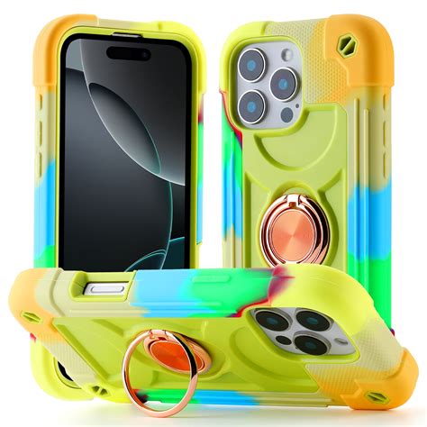 Dteck For Iphone 16 Pro Max Case With Double Ring Stand Heavy Duty