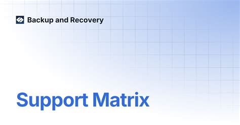 Support Matrix Backup And Recovery