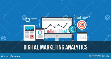 Digital Marketing Analytics And Data Report Flat Design Concept Stock