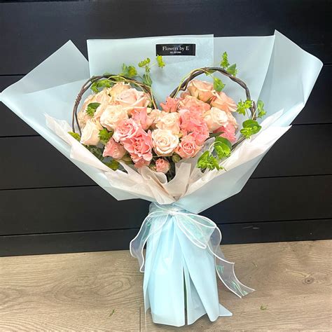 Heart Shaped Hand Tied Bouquet Flowers By E