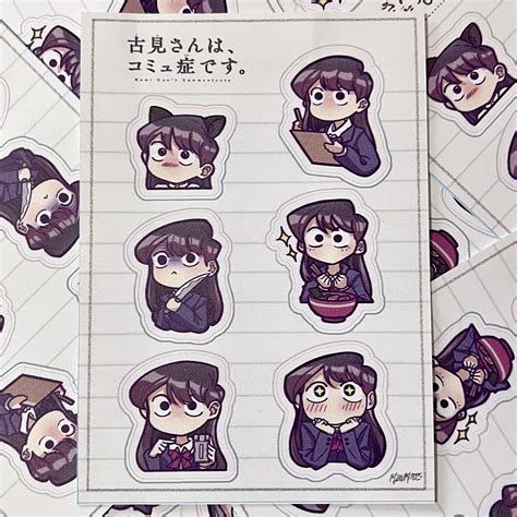 Komi San Sticker Sheet Cant Communicate Anime Chibi Cute Cat A6