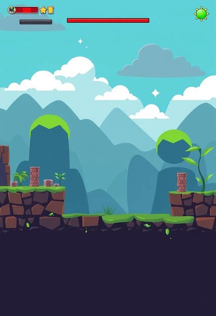 Platform Game Background Template Premium Ai Generated Image