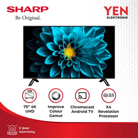 Jual Sharp Led Tv 4k Frameless Android Tv 4t C75ek2x Black 75 Inch