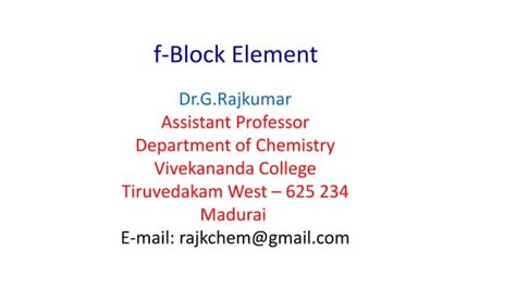 F Block Elements Pptx