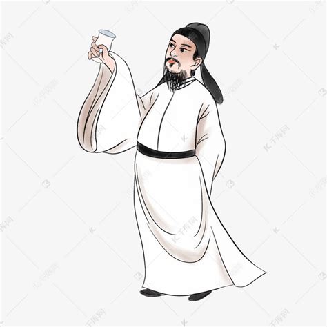 举杯邀月的李白素材图片免费下载 千库网