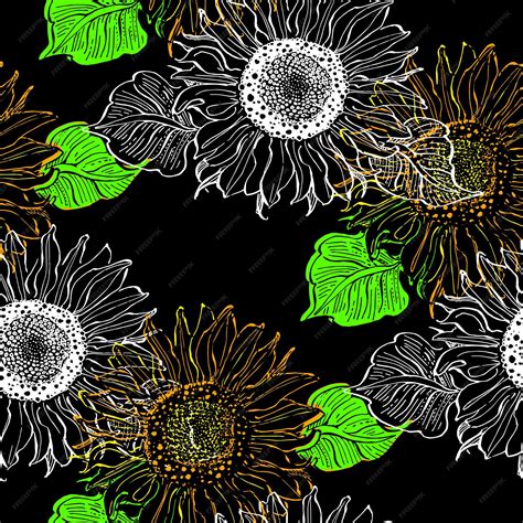 Premium Vector Sunflower Seamless Patterns