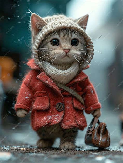 Premium Photo A Cute Cat In Clothes