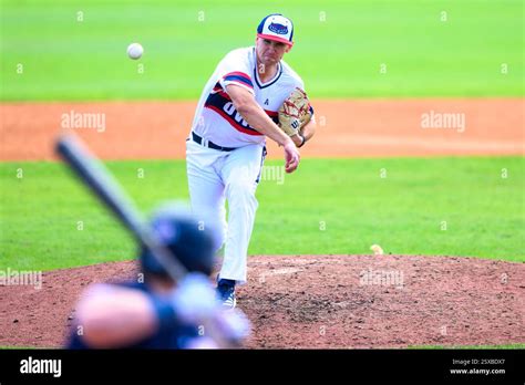 Florida Atlantic Pitcher Carter Holjes 32 Throws The Ball From The