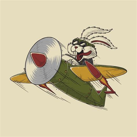 Exciting Cartoon Rabbit In Vintage Airplane Design 67441266 Vector Art