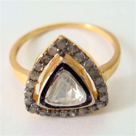 Natural Uncut Polki And Pave Diamond Ring 925 Sterling Silver Etsy