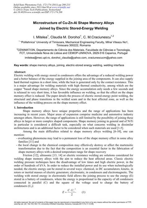 pdf microstructure of cu zn al shape memory alloys joined by electric