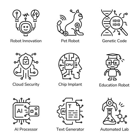 Premium Vector Set Of Ai And Robotics Line Style Icons