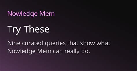 试试这些 Nowledge Mem
