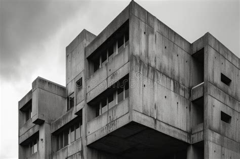 Brutalist Architecture Detail In Monochrome Stock Illustration
