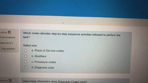 Question Which Codes Denote Step By Step Sequence Activities Followed To