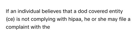 Solved If An Individual Believes That A Dod Covered Entity Ce Is Not