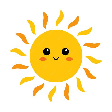 Premium Vector Vector Cute Sun With Face Funny Smiling Sun In Flat
