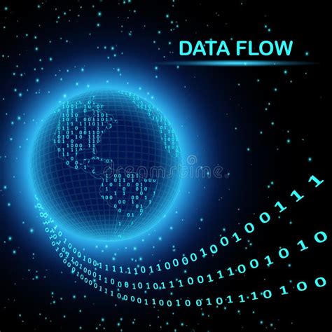 Binary Code On Abstract Technology Background Data Stream Stock Vector