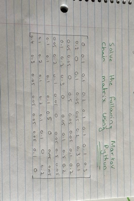 Solve Chain The Following Matrix Using Markov Python Chegg