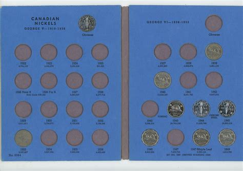 2 Books 1 Canadian Nickel Collection 1922 To 1960 Number One Missing