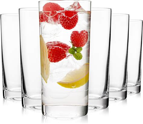 Ouwo Highball Glasses Set Of 6 16oz Tall Drinking Glasses Water Glass