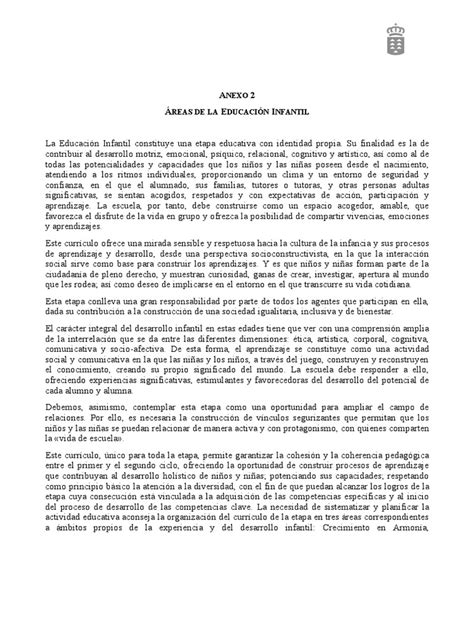 Anexo 2 Areas Educacion Infantil Descargar Gratis Pdf Aprendizaje