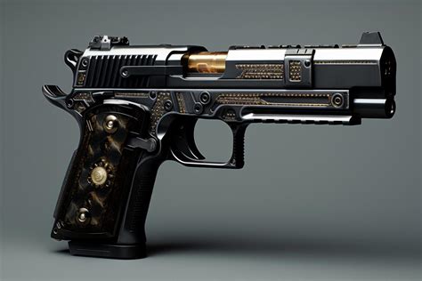 Detailed View Of A Modern Handgun With Intricate Design 54352566 Stock