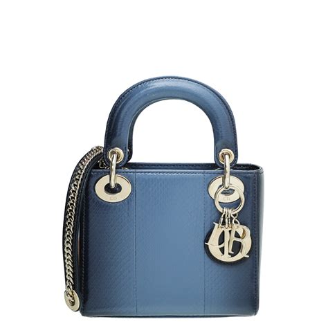 Christian Dior Blue Ombre Python Lady Dior Mini Chain Bag The Closet