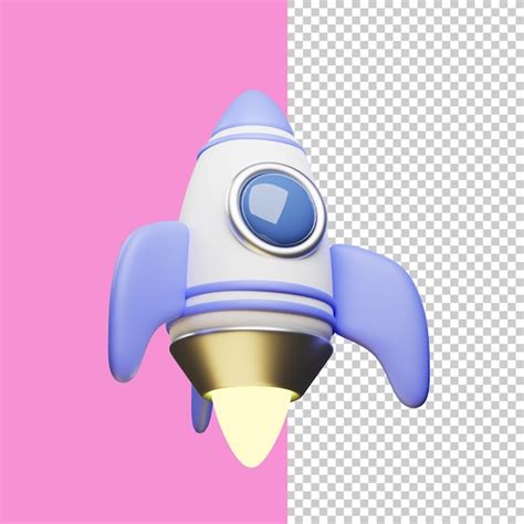 Premium Psd 3d Render Icon Rocket Illustration Cute Style