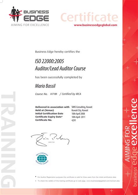 Lead Auditor Certificateiso22000 Pdf