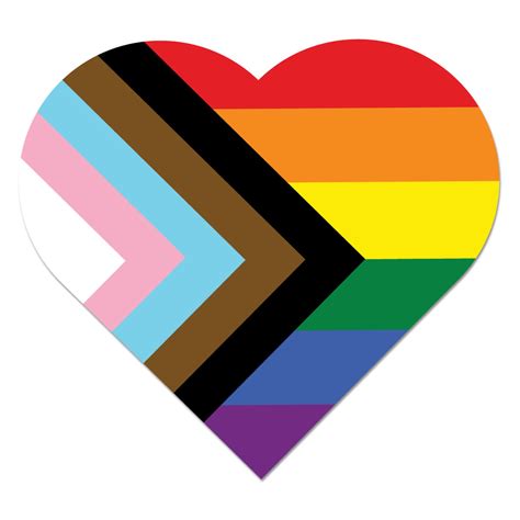 Heart Progress Pride Flag Lgbtq Poc Transgender Flag Calcomanía De