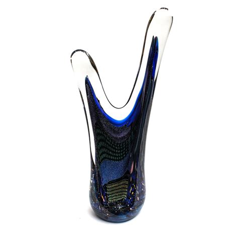 Abstract Art Glass Sculpture Ebth