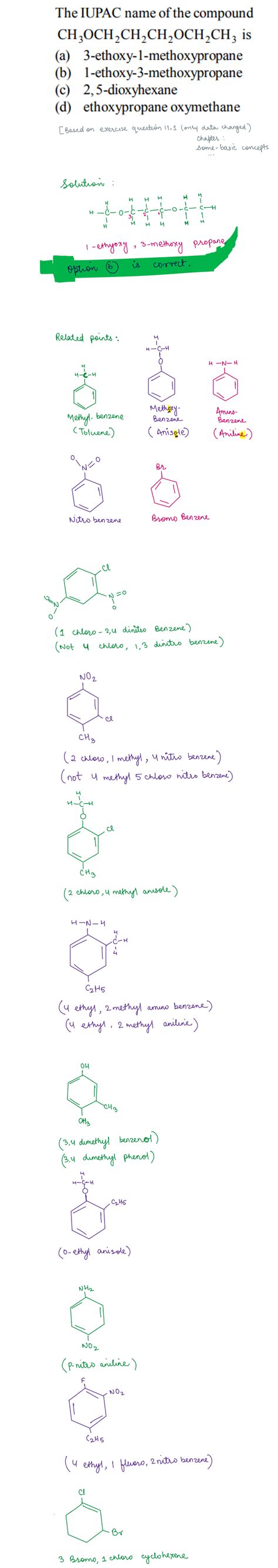 The Iupac Name Of The Compound Ch3och2ch2ch2och2ch3 Is A 3 Ethoxy 1 Methoxypropane B 1