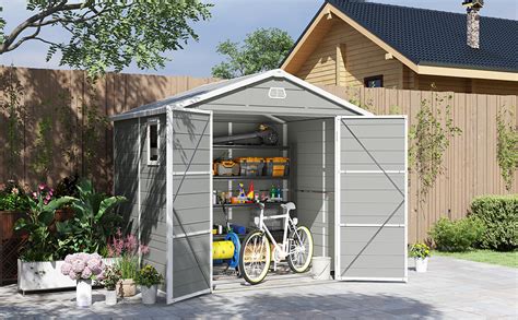 Outsunny 8 X 6ft Plastic Garden Storage Shed With Foundation Keystone 4