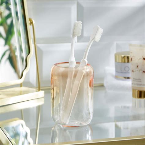 Ombre Apricot Glass Toothbrush Holder Dunelm